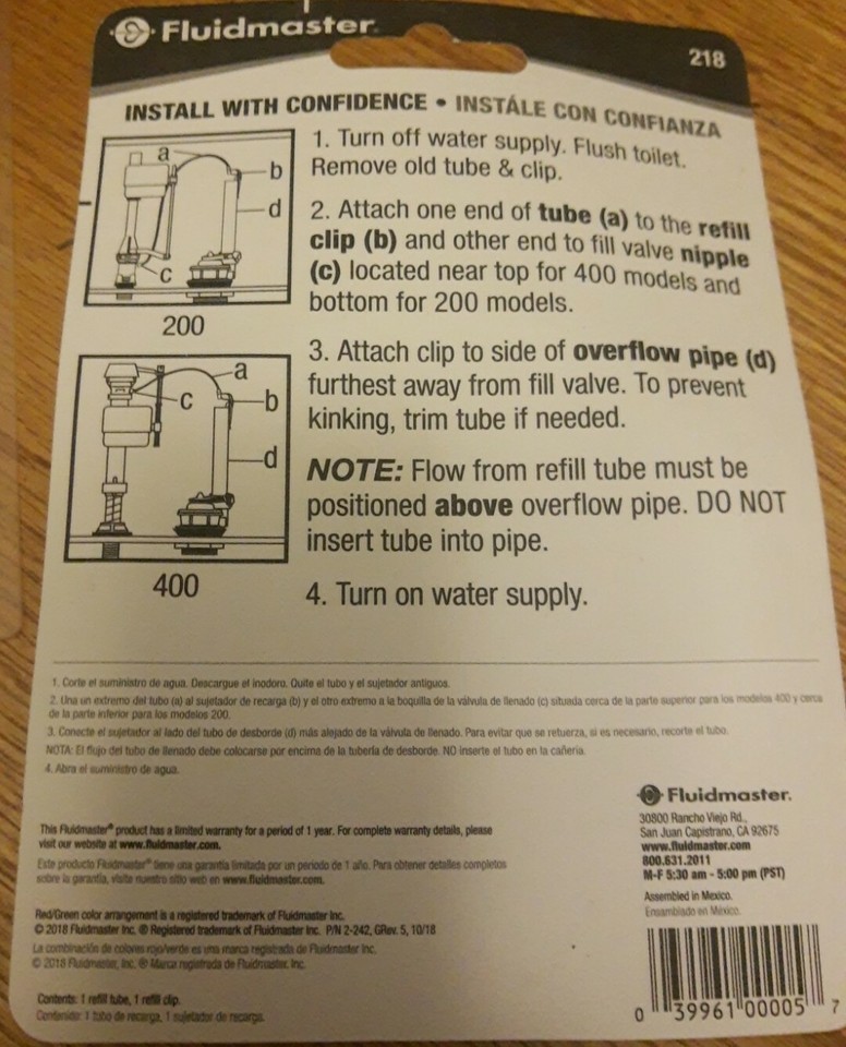 Fluidmaster Toilet Tank Refill Tube | eBay