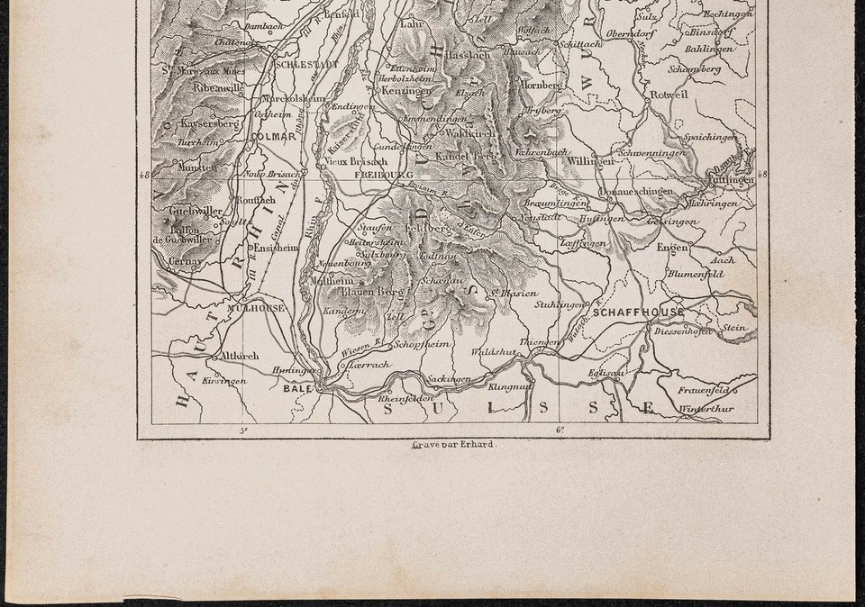 1867 - Black Forest and the Rhine Basin - Antique Map - Germany | eBay UK