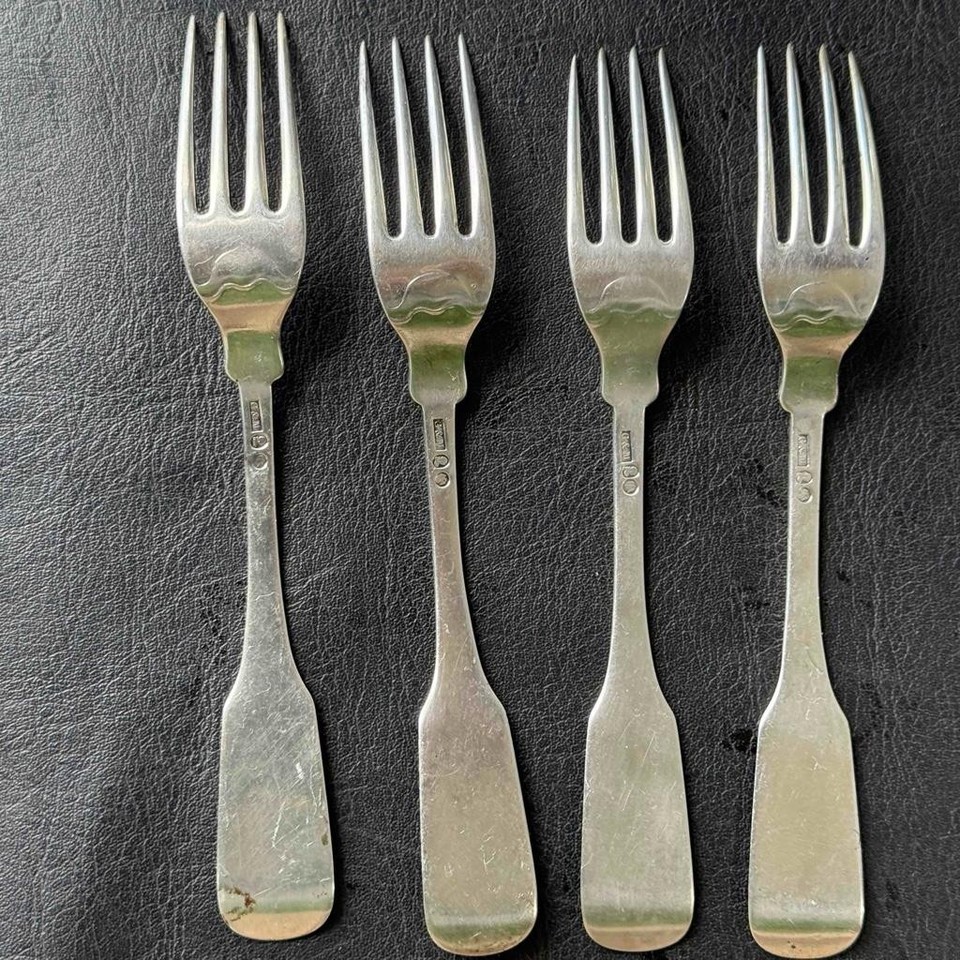 Antique Set Of 4 G&M Coin Silver Forks Fiddle Pattern 138 Gm Gale ...