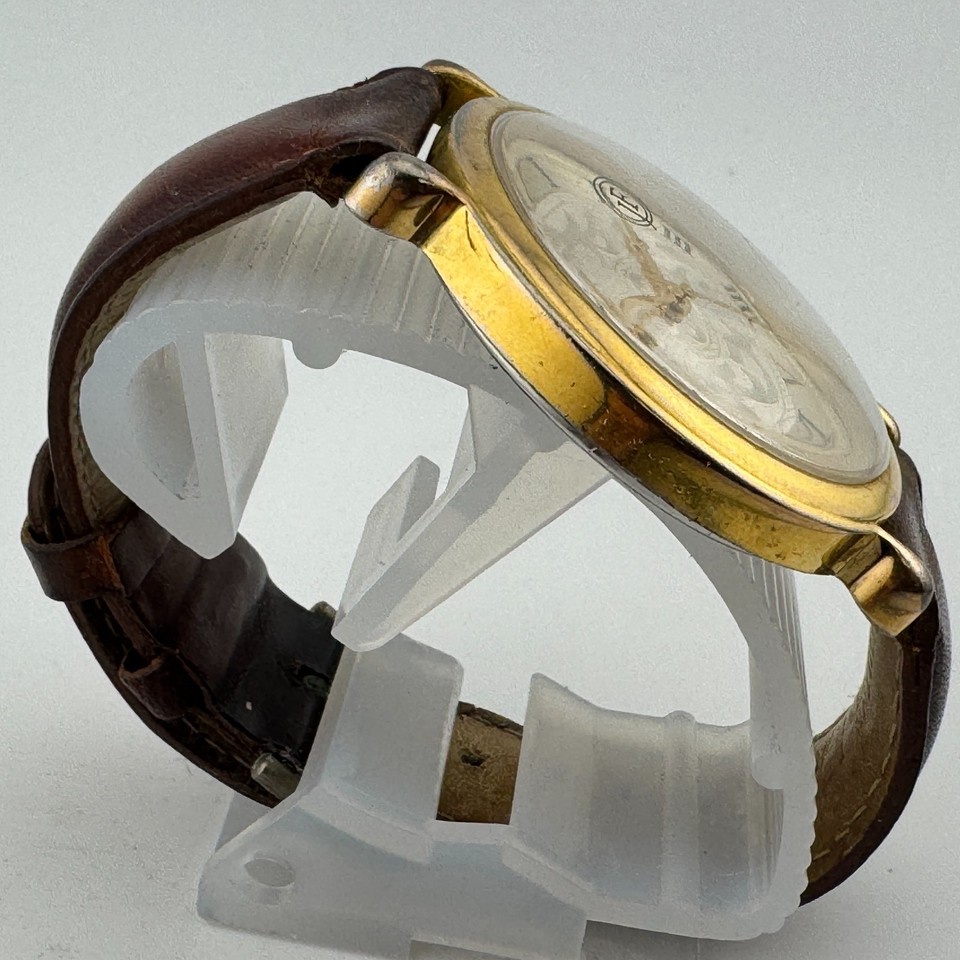 Vinatge Jacqueline Ferra JF Quartz Watch Men Gold Tone 43mm Leather New ...