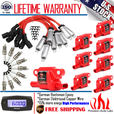 8 PACK UF413 Ignition Coil Square & 41-962 Spark Plug & 9748 Wire For ...