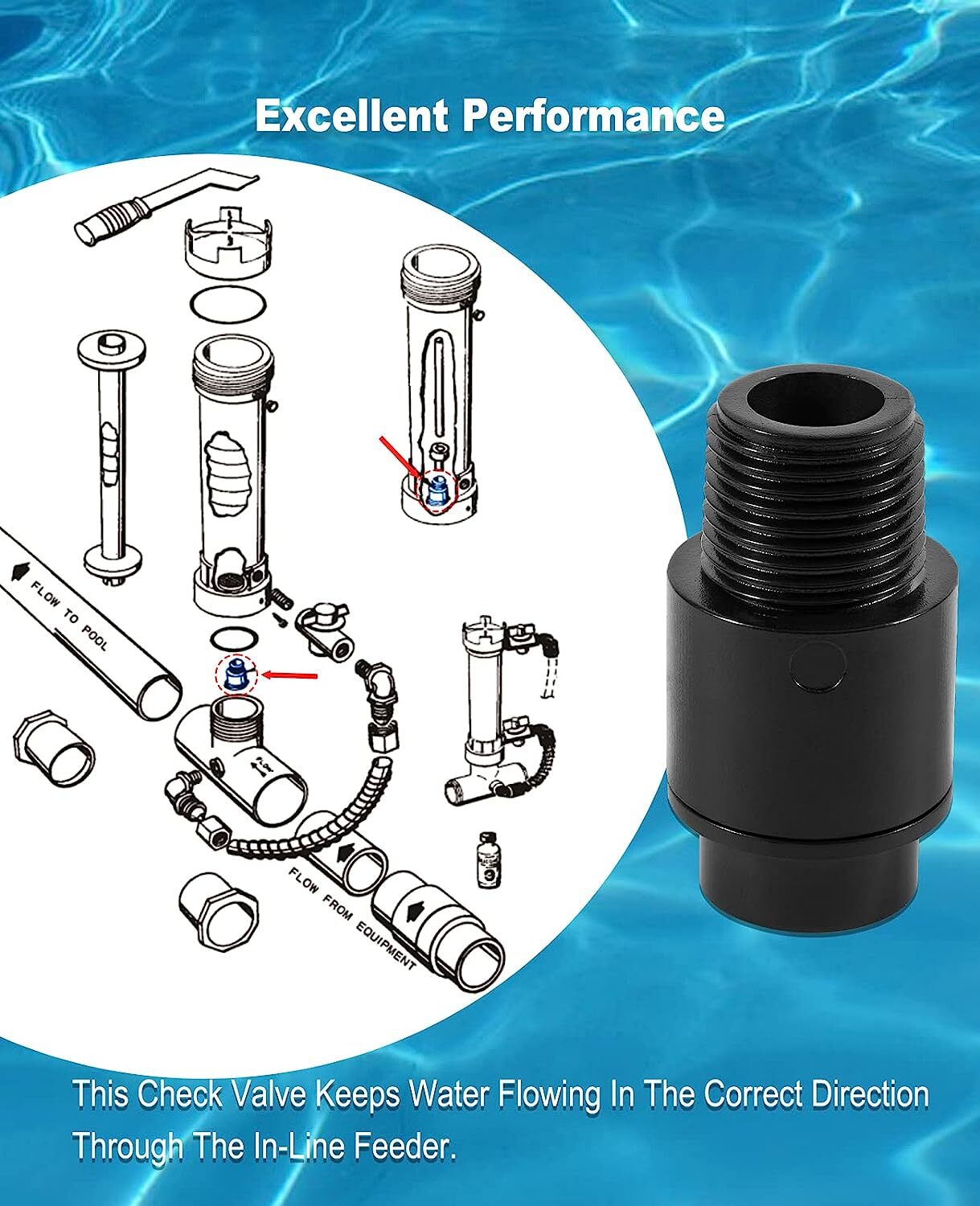 For Pentair Rainbow 320 Chlorinator 1/2" Chlorine Check Valve R172248 ...