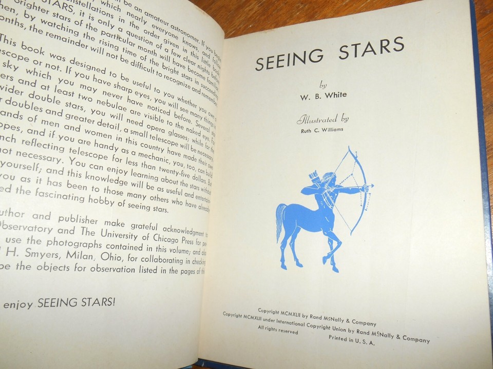 SEEING STARS by WB White Rand McNally VINTAGE SPACE HARD COVER BOOK | eBay