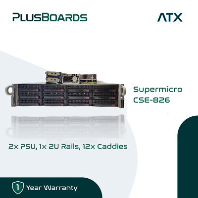 Supermicro 2U Server 12 Caddy Bay 3.5 LFF E ATX Server Case CSE-826 ...