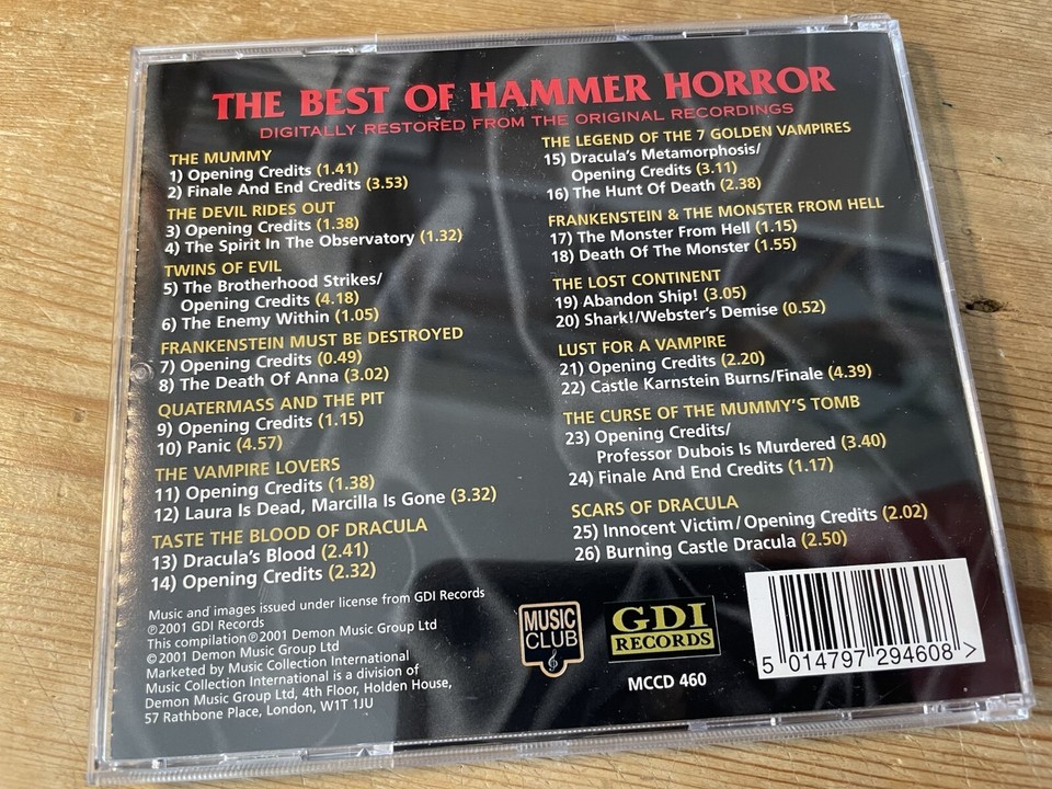 THE BEST OF HAMMER HORROR (Various Composers) OOP '01 GDI Score ...