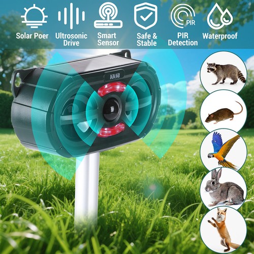 Animal Repeller Ultrasonic Solar In/Outdoor Pest Cat Mice Deer ...