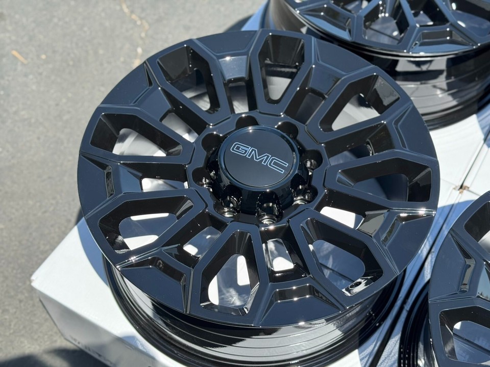 22" Wheels 22x9 8x180 Rims 2500 3500 GMC Sierra HD Set of 4 Gloss Black ...