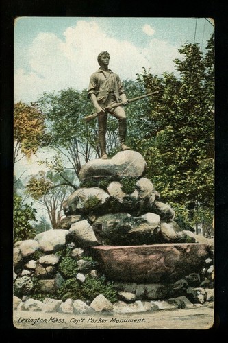 Military postcard Revolutionary War Battle of Lexington MA Cpt. Parker ...