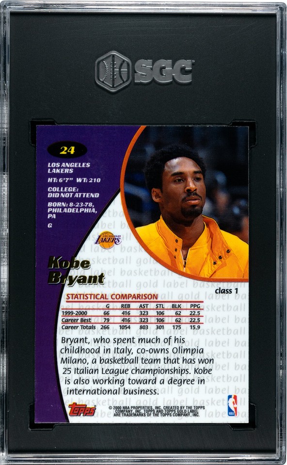 **Kobe Bryant** 2000-01 Topps Gold Label #24 Class 1 SGC 9 Mint!! | eBay