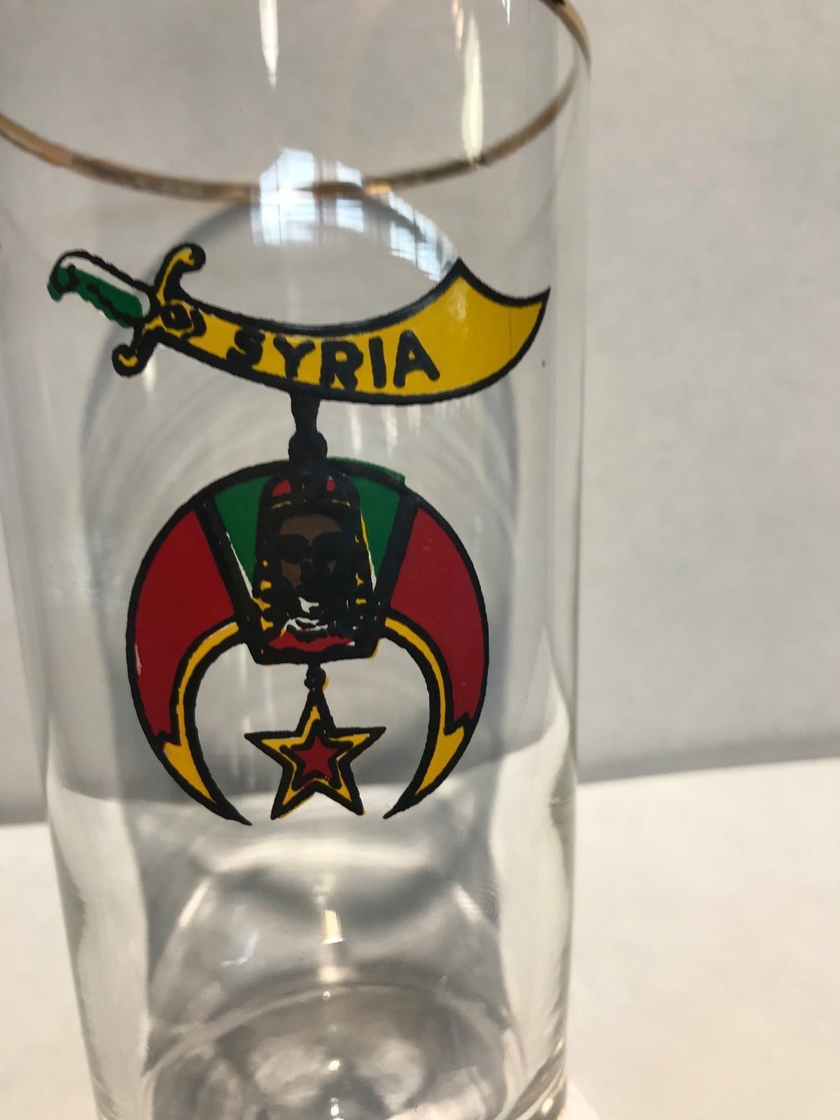 Vintage Masonic Shriners Gold Rimmed Drinking Glass w/Scimitar ...