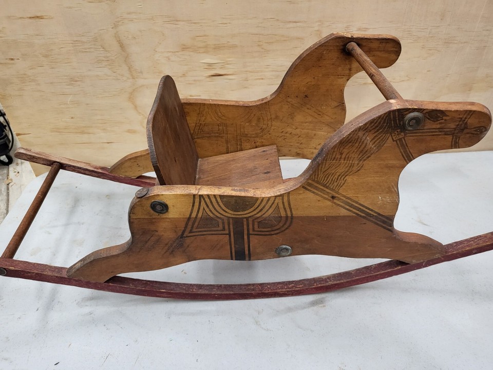 Child's Primitive 1912 Antique Shoo Fly Wood Rocking Horse with ...