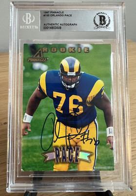 ORLANDO PACE Beckett BAS 1997 Pinnacle Signed Auto RC Ohio State OSU ...