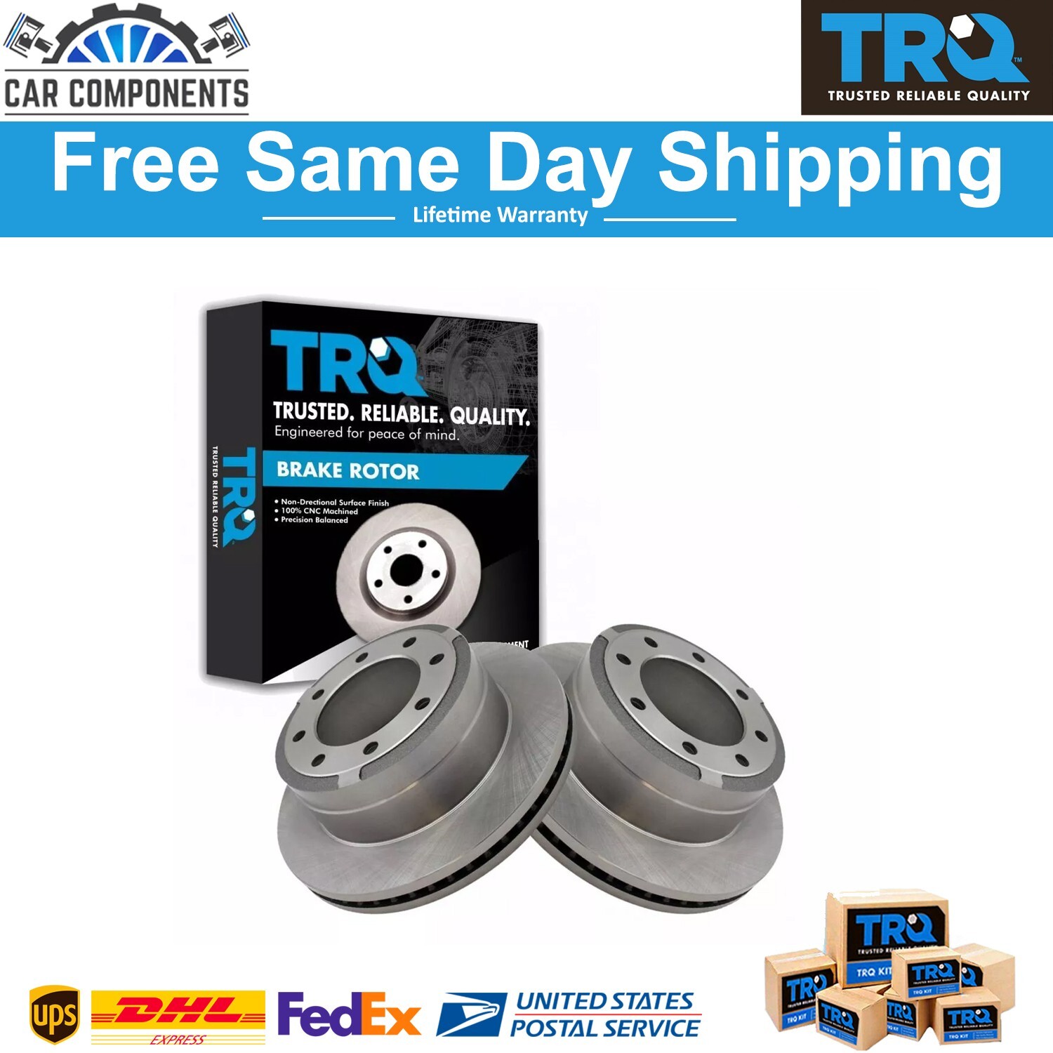 TRQ Brake Rotor Driver & Passenger Side Rear Pair for Ford F250 F350 ...