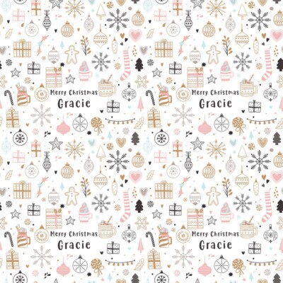 CHRISTMAS PINK BISCUITS STOCKINGS WRAPPING PAPER GIFT WRAP FOR HIM HER ...