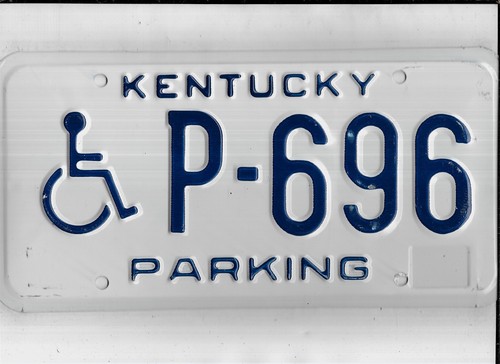 KENTUCKY license plate "P-696" ***PARKING***HANDICAPPED/DISABLED***MINT ...
