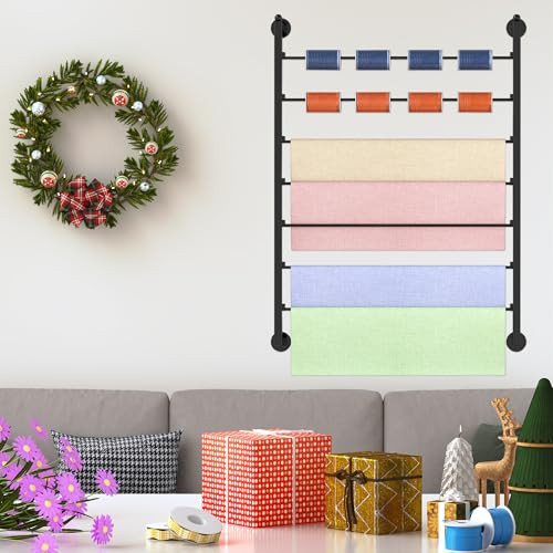 Ribbon Holder Organizer Rack, Wall Mounted Ribbon Storage Rack, 7 Tier ...