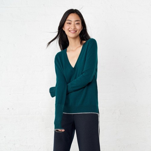 La Ligne AAA Wool Cashmere V Neck Sweater Forest Green S | eBay