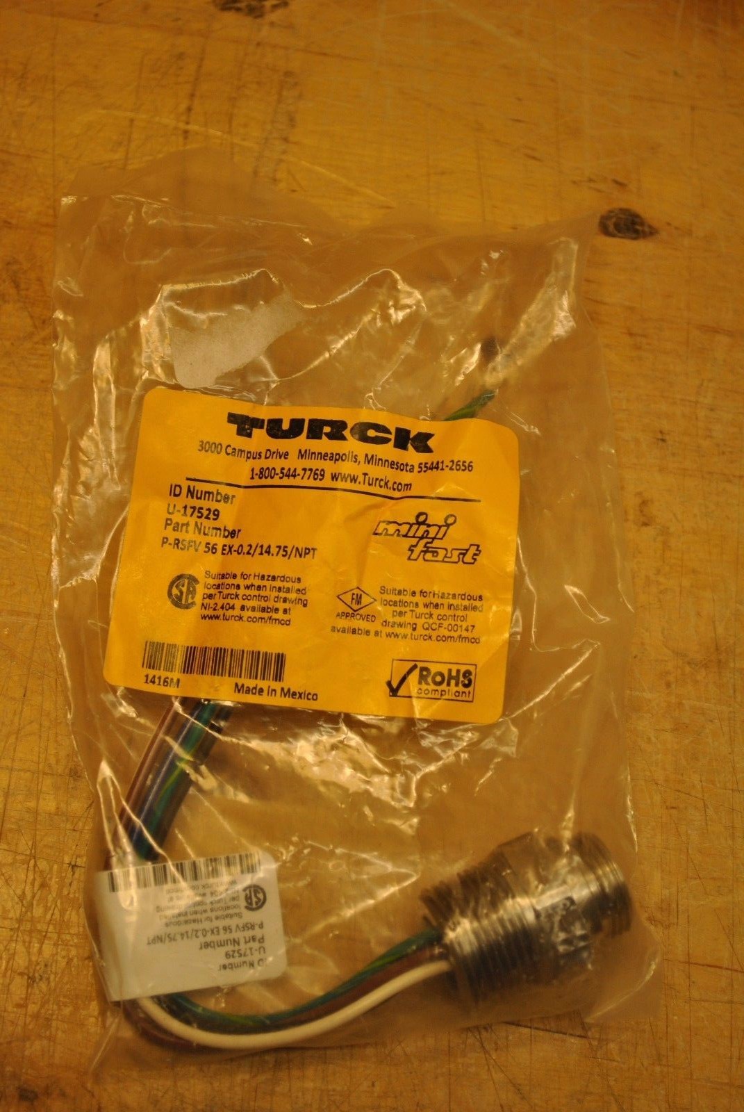 Turck U-17529 P-RSF 56 EX-0.2/14.75/NPT Mini Fast Male Receptacle | eBay