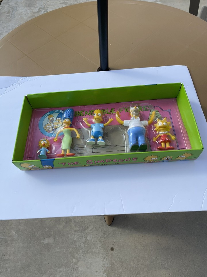 The Simpsons Entire Family Set 1990 Bendable Action Figures 19”x 9” Box ...