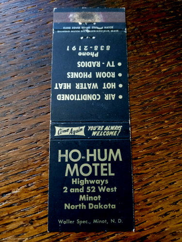 Vintage Matchbook: Ho-Hum Motel, Minot, ND | eBay