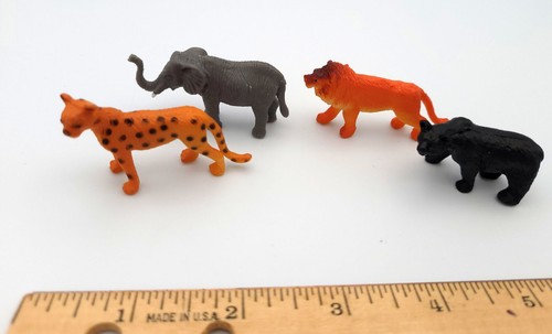 FOUR Tiny Miniature Assorted ANIMAL FIGURINES Figure Vinyl PVC China 2 ...