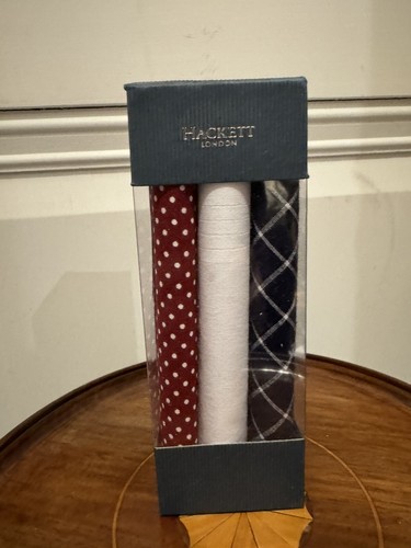 HACKETT LONDON Cotton Handkerchiefs / Pocket Squares x 3 With Box | eBay UK