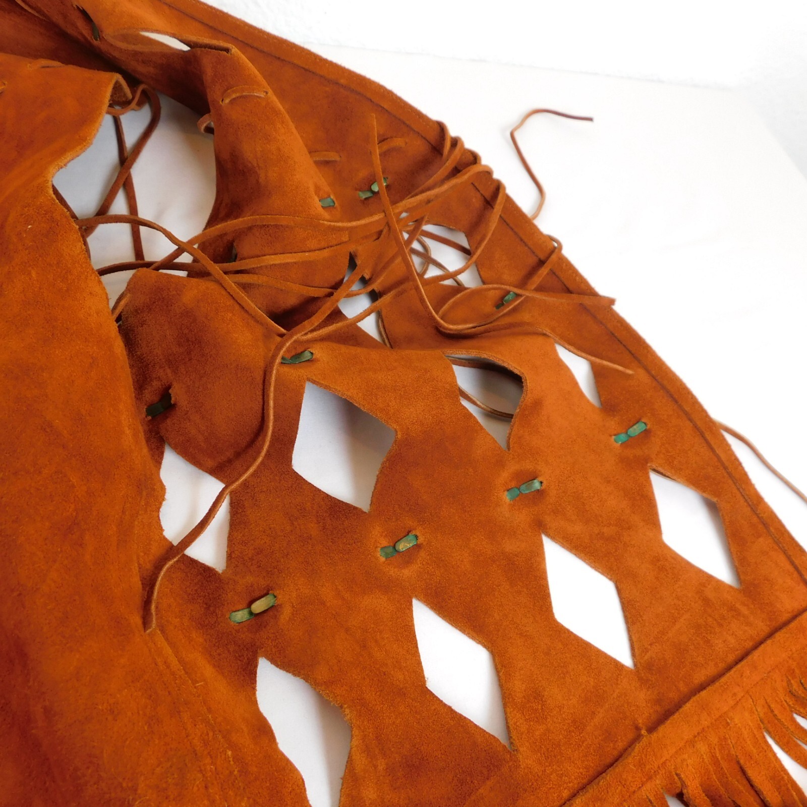 Brown Fringe Open Vest Boho Festival Western Hippie Suede SEE ...