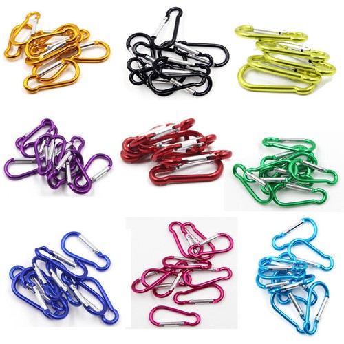 10pcs Aluminum Carabiner D-Ring Key Chain Clip Snap Hook Camping ...