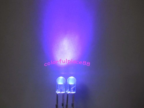 100pcs, 3mm Purple Violet UV Round Flangeless Water Clear LED Leds ...