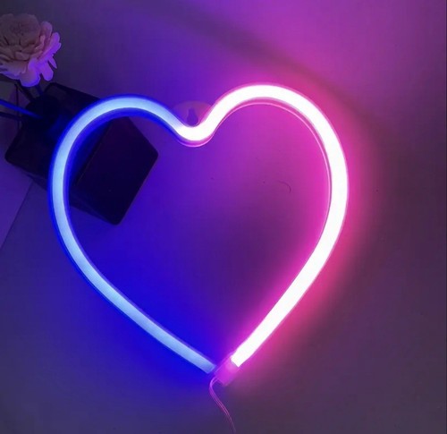 Neon Sign Blue Pink Heart - USB & Battery Powered | eBay Australia