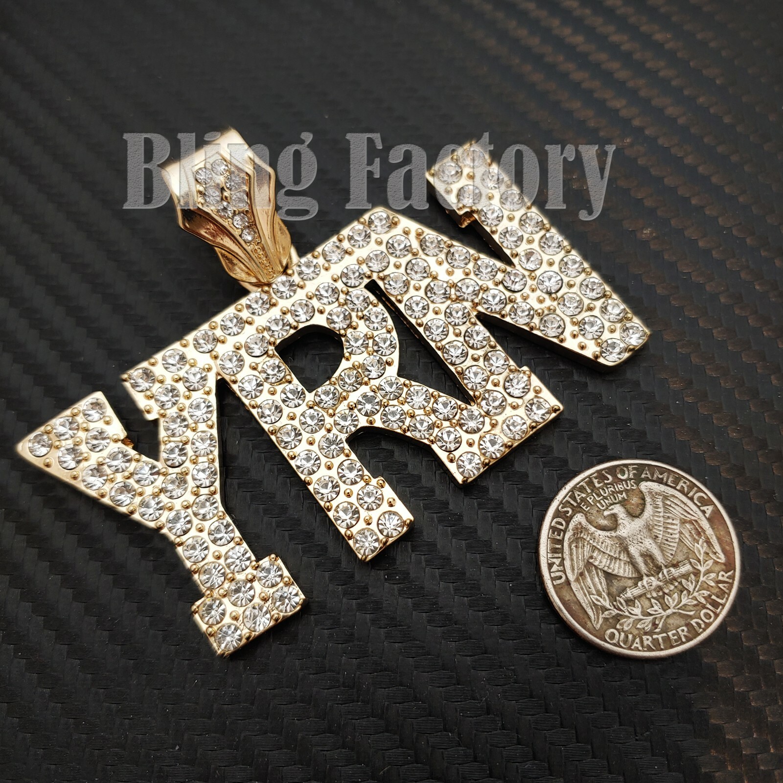 HIP HOP ICED MIGOS LARGE YRN PENDANT & 18" CUBAN CHOKER CHAIN FASHION ...