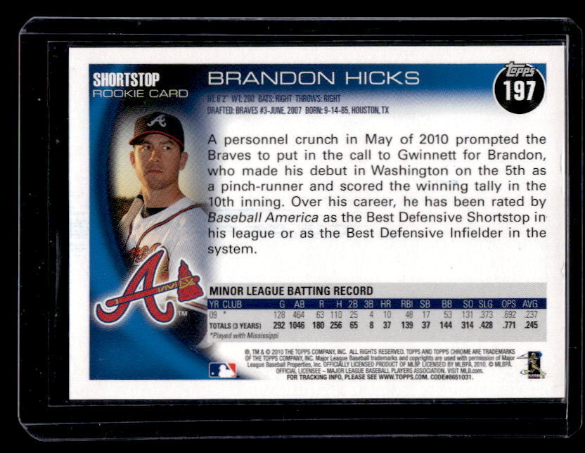 2010 Topps Chrome #197 Brandon Hicks Rookie Autograph | eBay