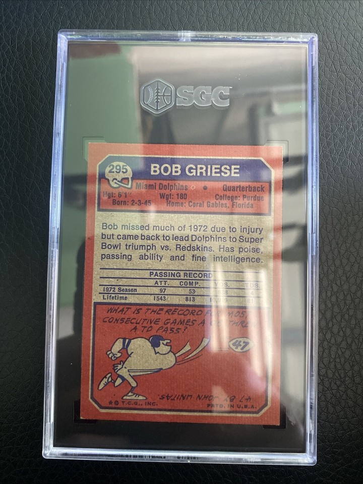1973 topps bob griese rookie card Sgc 6 | eBay