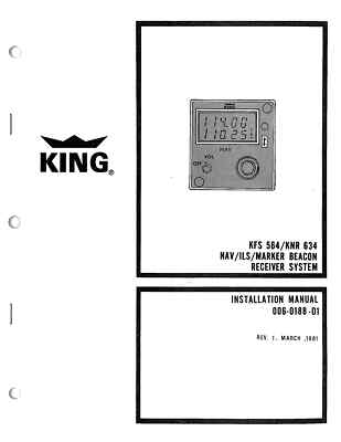 Bendix King KFS 564/KNR 634 Installation Manual Rev 1 006-0188-01 | eBay