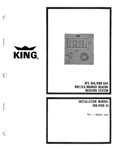 Bendix King KFS 564/KNR 634 Installation Manual Rev 1 006-0188-01 | eBay