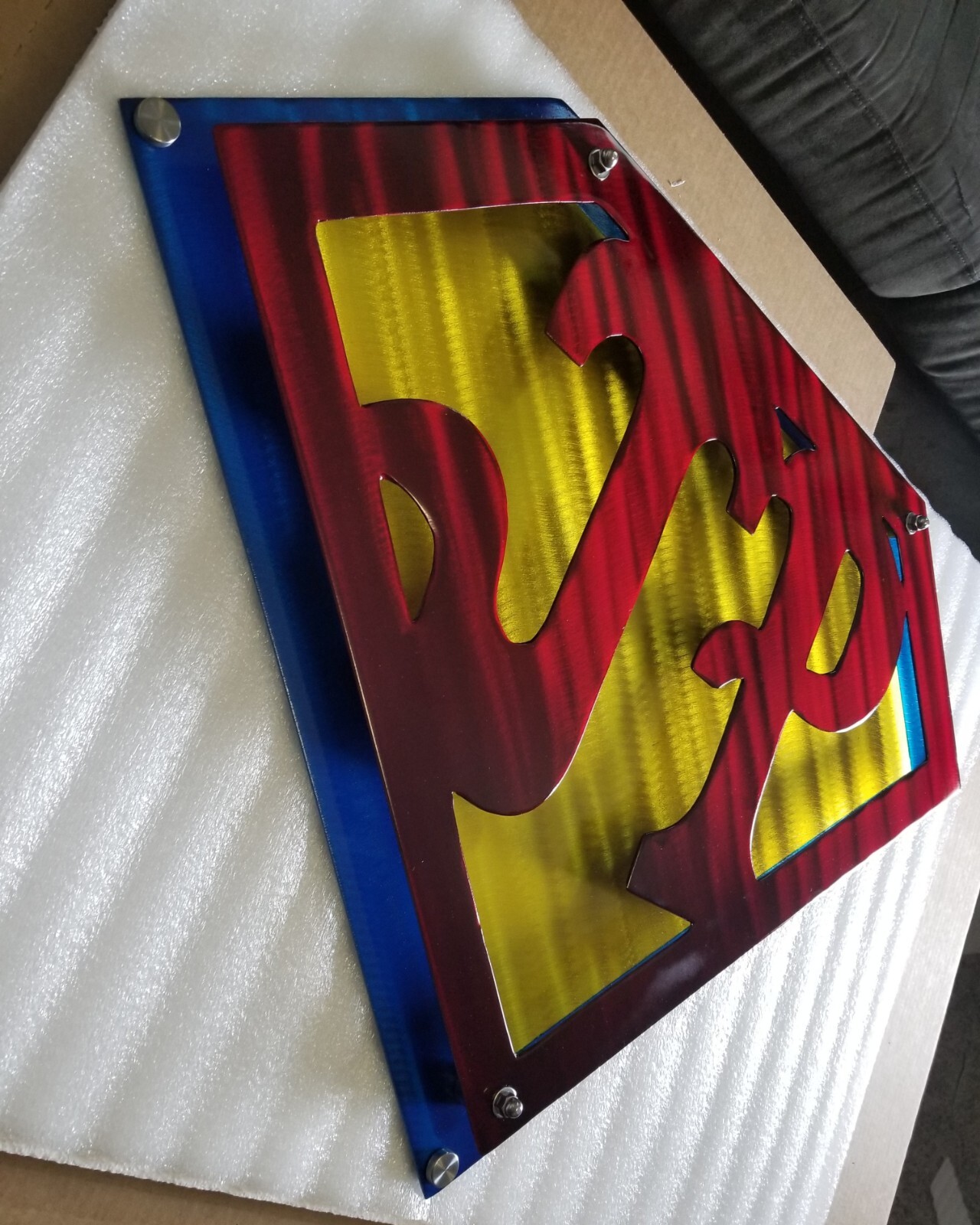 Metal Superman logo wall sculpture logo sign custom 24" Wall Art Home ...