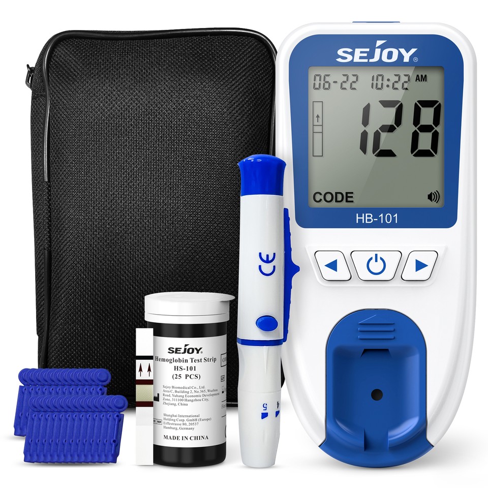 SEJOY Anaemia Blood Haemoglobin Meter Test Kit with 25 Test Strips HCT ...