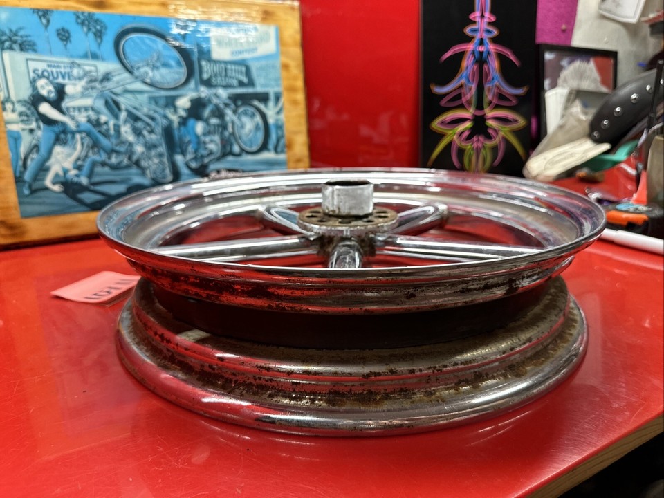 Harley Chopper Drum Brake Rear Mag Invader Round Spoke Vintage Wheel ...