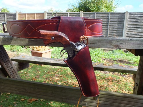 NEW WESTERN LEATHER HOLSTER GUN BELT .22 , .44/45 , .38/356 COWBOY ...