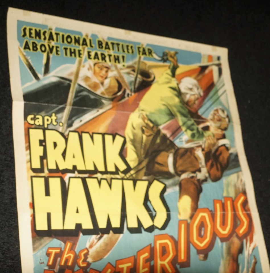 ORIGINAL 1937 CAPT. FRANK HAWKS MYSTERIOUS PILOT ONE SHEET MOVIE POSTER ...
