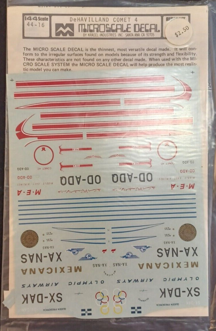 MicroScale | No. 44-16 | 1:144 DeHavilland Comet 4 Decals INCOMPLETE | eBay