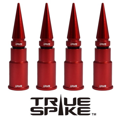 4 TRUE SPIKE RED SPIKED WHEEL RIM TIRE AIR VALVE STEM COVER CAP SET FOR ...