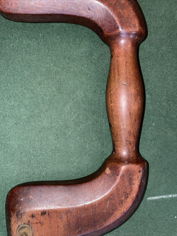 ANTIQUE Wood Brass Bit Brace with Brass Trim Woodworking Tool Drill ...