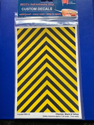 Emergency Chevron Warning Black & Yellow 1:24 Scale Vinyl Self Adhesive ...
