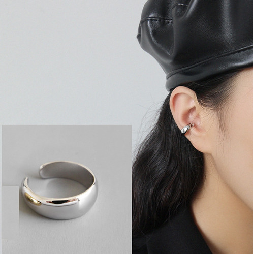 WIDE BAND 925 Sterling Silver Polish Ear Cuff Earcuff Pierceless Earring F36 | eBay