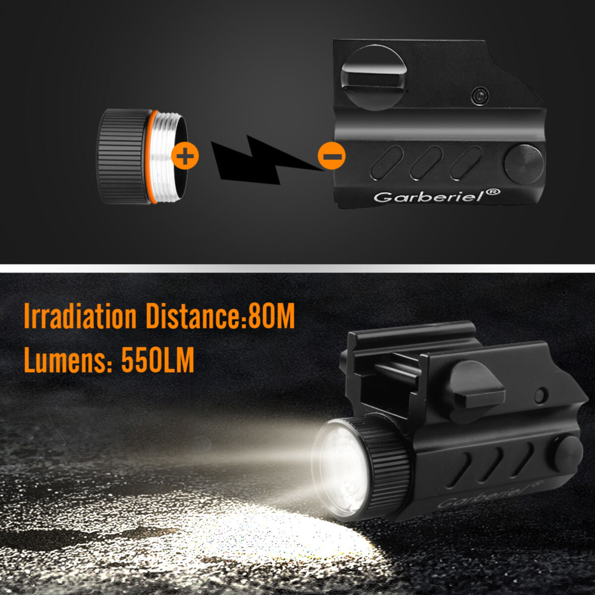 Tactical LED Flashlight Handgun Torch Light For 20mm Picatinny Glock ...