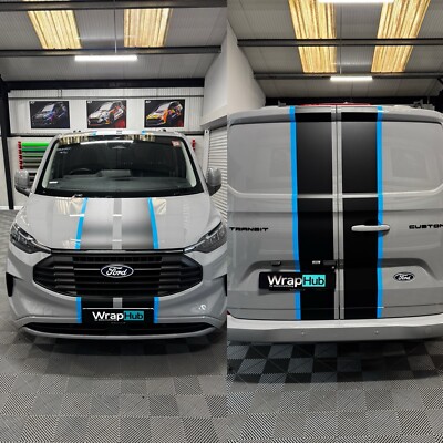 Ford Transit Custom SATIN BLACK AND BABY BLUE Decals “Front and Rear ...