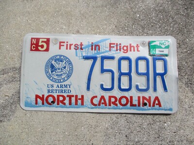 North Carolina 2014 US ARMY Retired license plate # 7589R | eBay