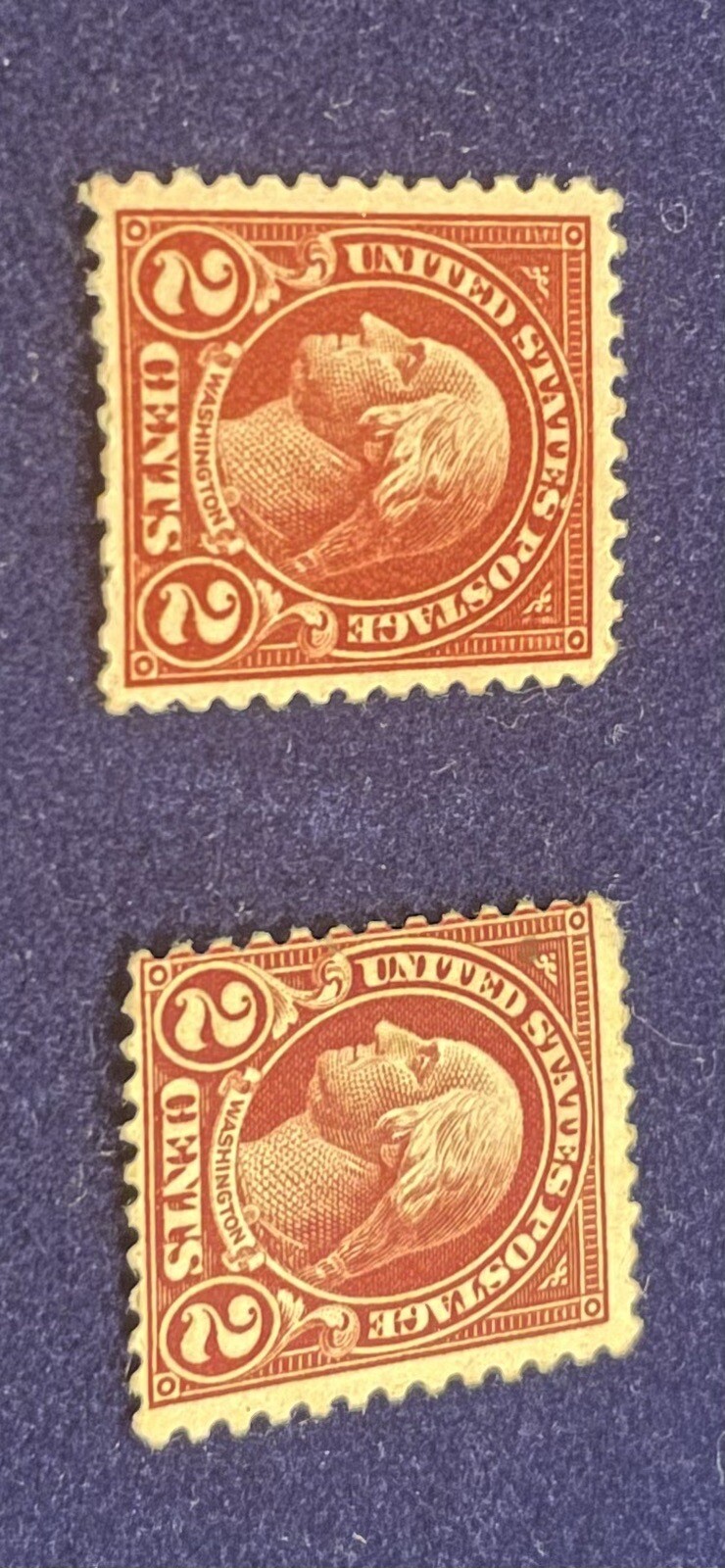 TWO 1914 George Washington Stamp USA 2c Two cents Red Rare Scott Unused ...