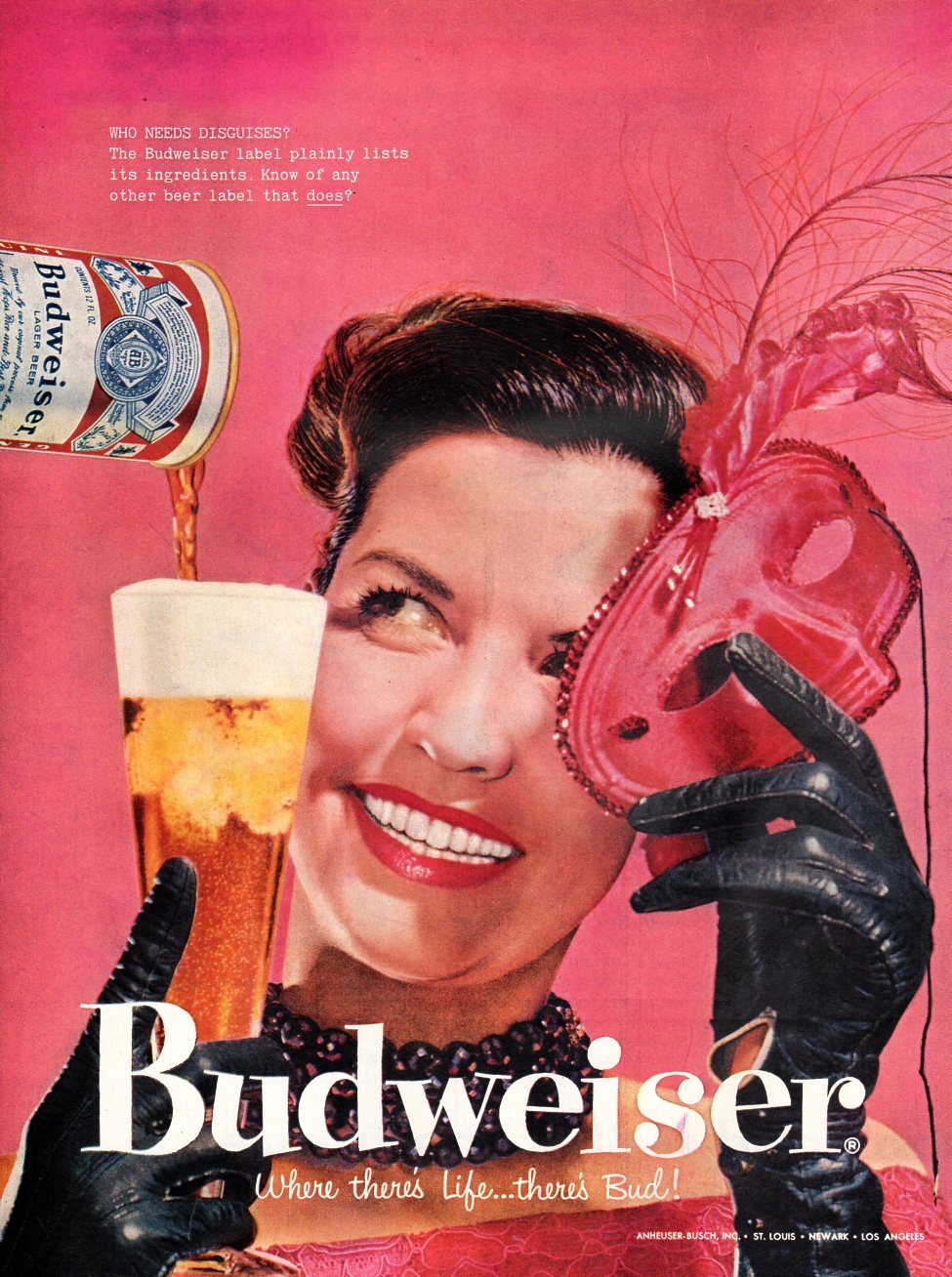 Vintage advertising print Alcohol Budweiser Beer Girl Who needs ...